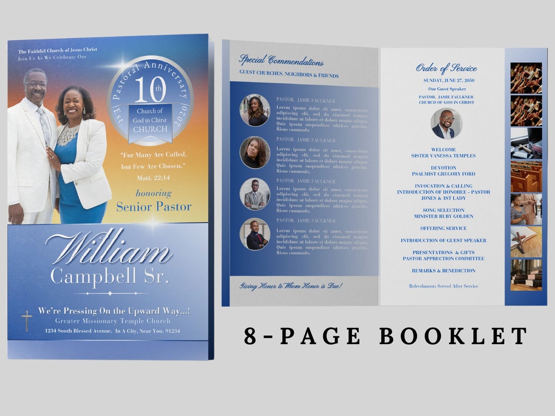 CANVA Church Program Template | Editable Booklet | Revival Light Blue ...