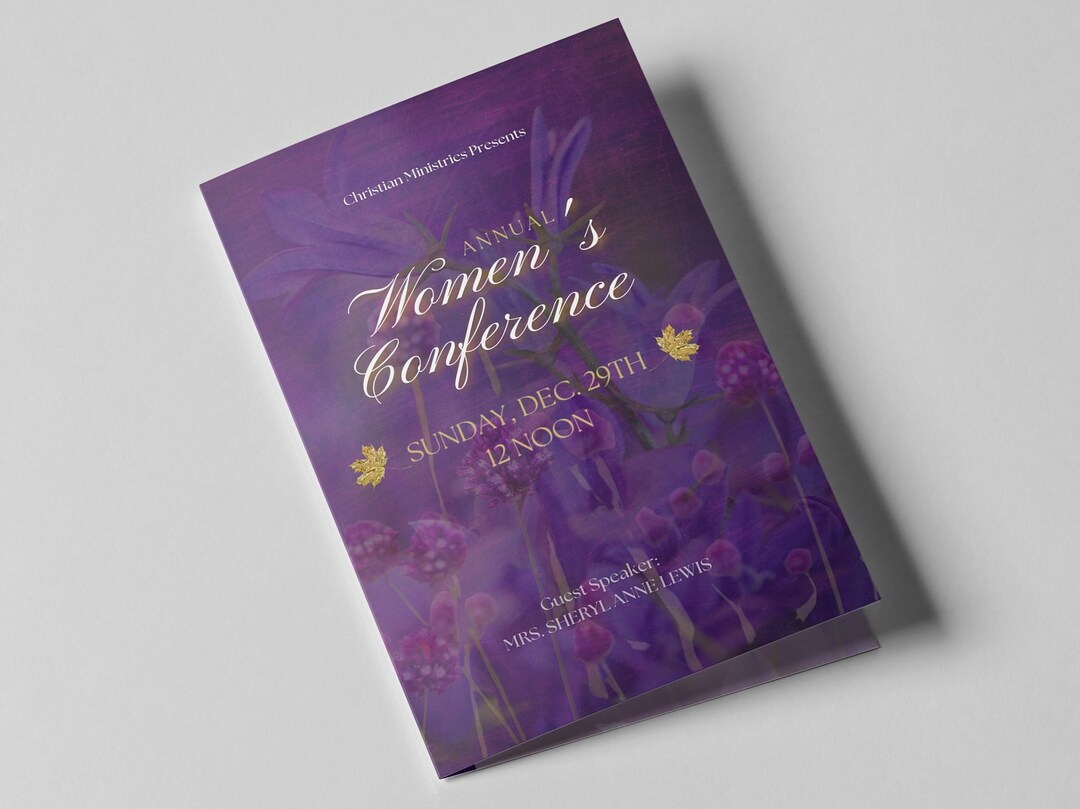Womens Ministry Program Editable Canva Template Gloriously Purple Size ...