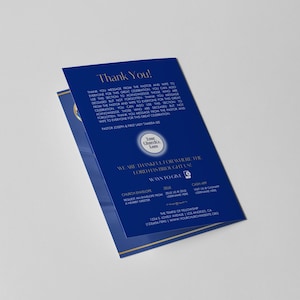 CANVA Church Program Template | Blue Gold | Size: 11x8.5 | 4 Page ...