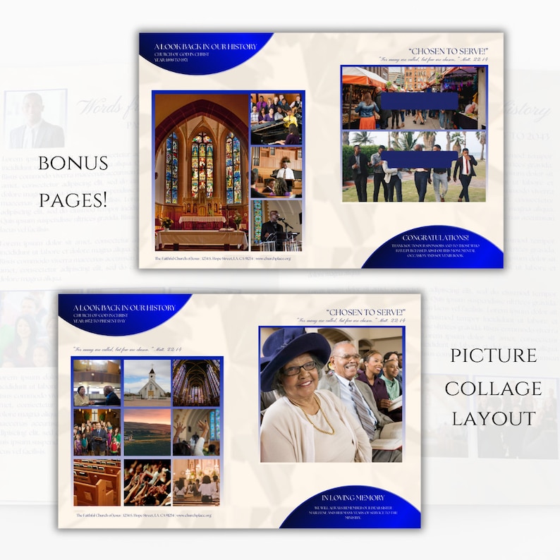 Blue & Gold Pastor Anniversary Program Template | Church Booklet (canva ...