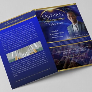 CANVA Church Program Template | Ignite Blue & Gold | Size: 11x8.5 ...