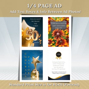 Church Souvenir Book Ad DIY Photo Templates Editable in Corjl Size: 8 ...