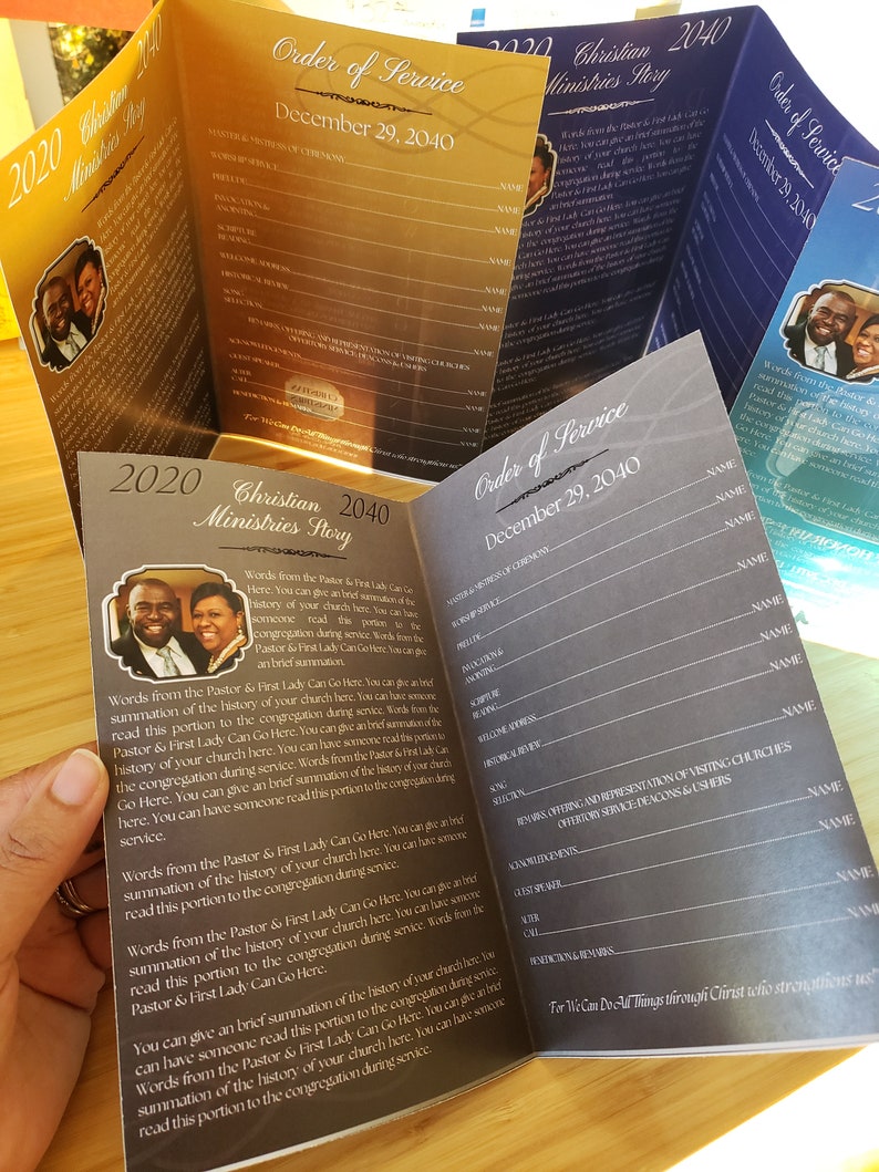 Pastoral Anniversary Program Template - Elegant Silver Design (canva ...