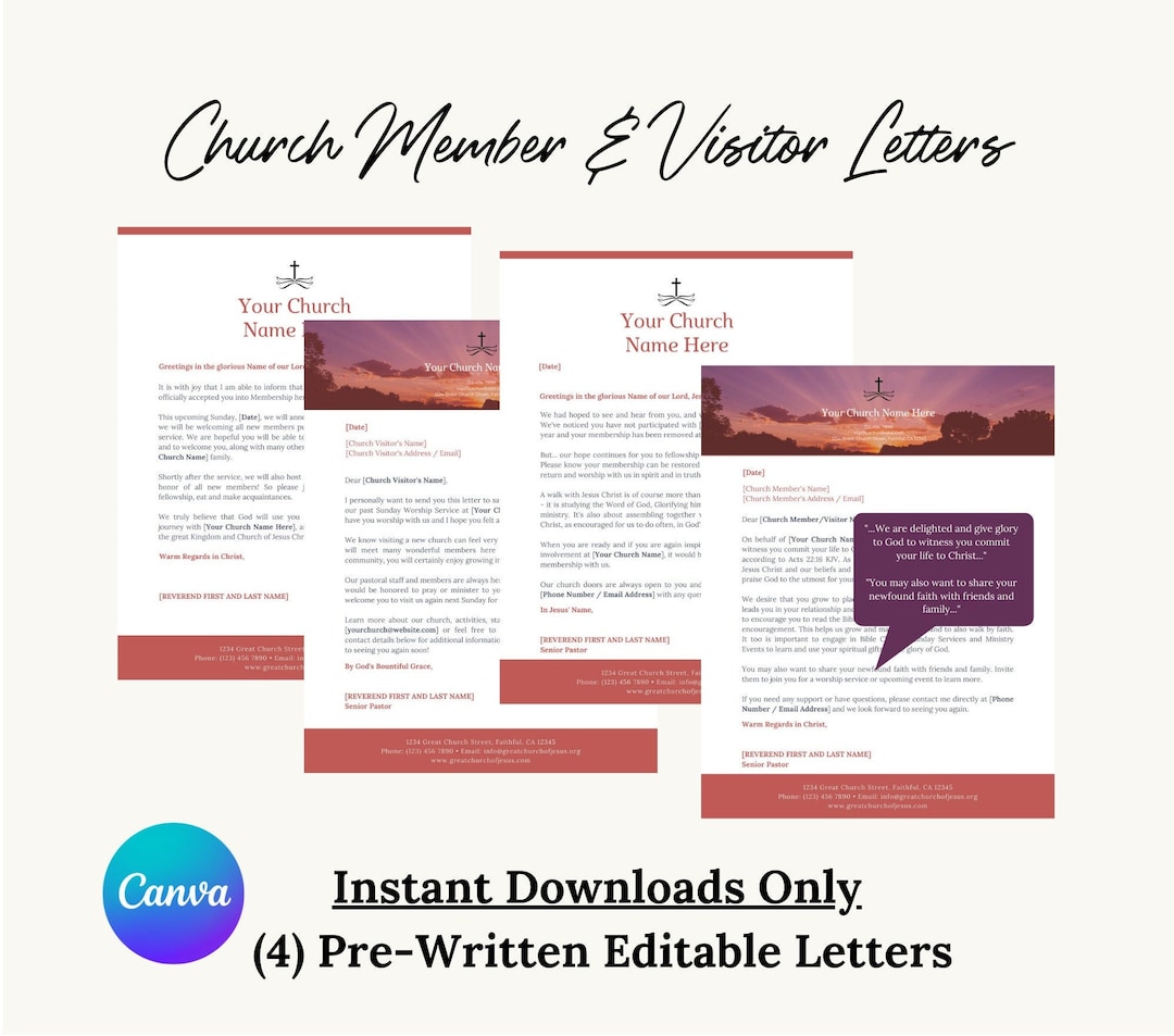 Church Welcome Letter Template | Canva Editable, Modern Design (digital ...