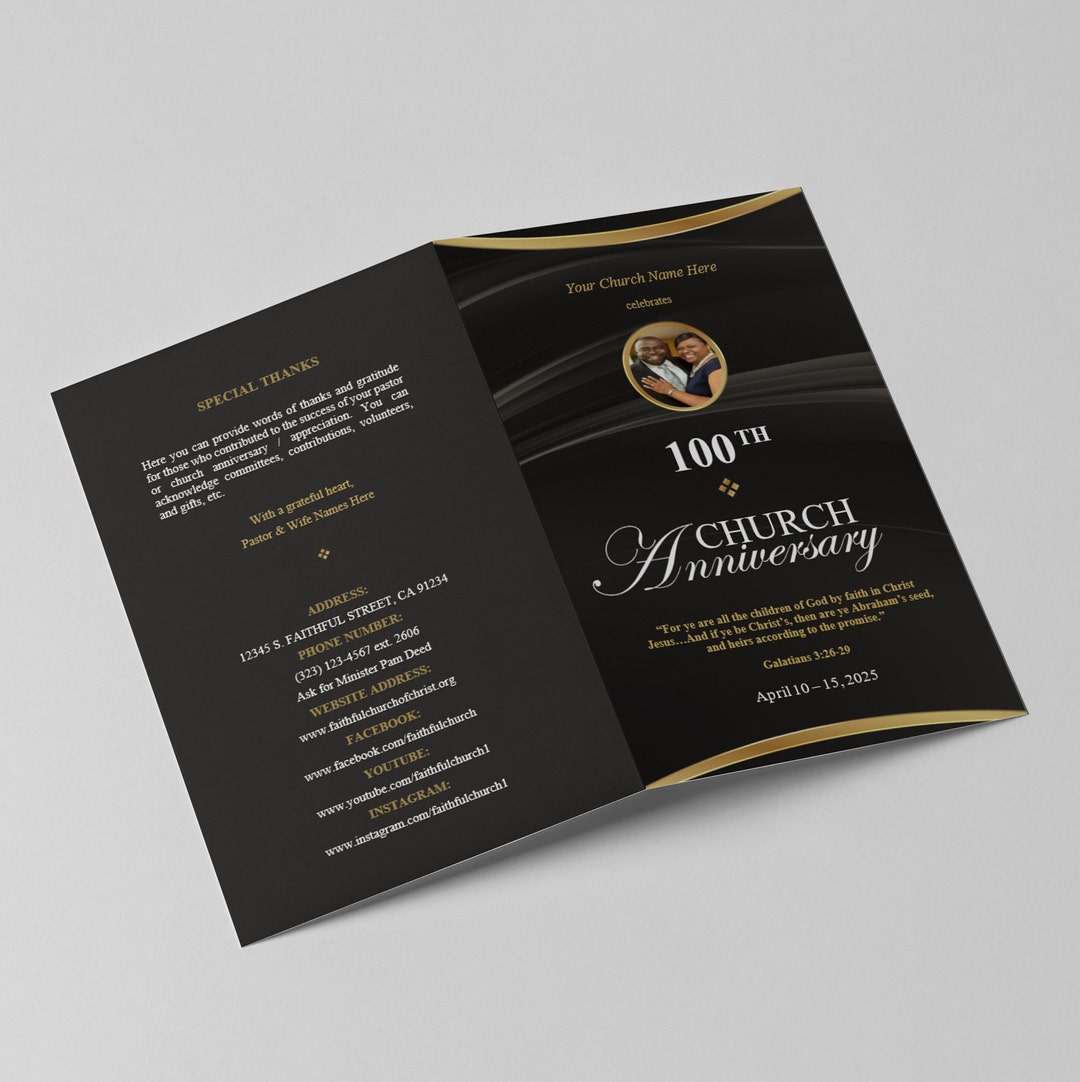 Microsoft Word Church Anniversary Program Blessed Black & - Etsy