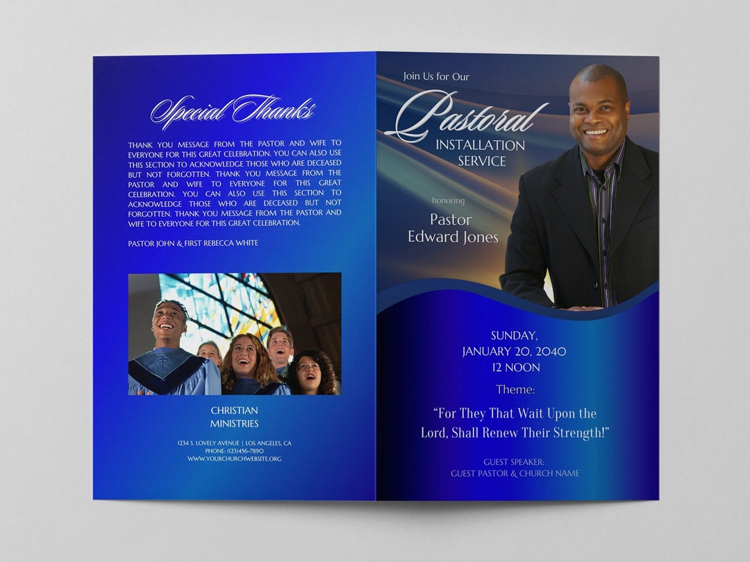 CANVA Pastoral Installation Service Brochure | Blue Service Program ...