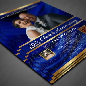 CANVA Church Anniversary Program | Bundle Set of 3+ | Blue & Gold ...