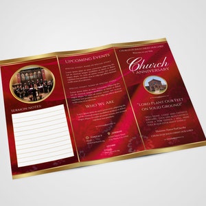 CANVA Pastor Anniversary / Church Anniversary Program Trifold Brochure ...