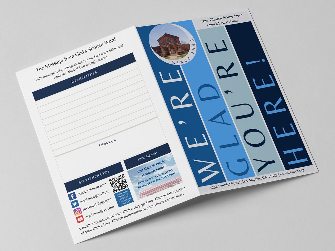 CANVA Canva Church Bulletin Brochure Template | M200 | Church Bulletin ...