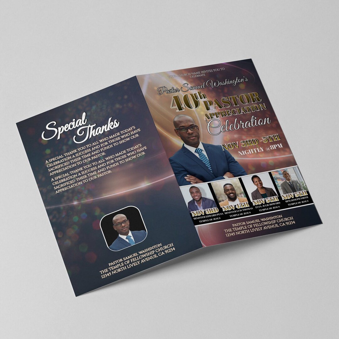 Pastor Appreciation Program Editable Template in Corjl - Etsy