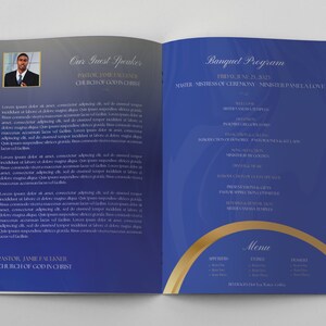 CANVA Church Anniversary Program Template | Royal Blue and Gold | Size ...