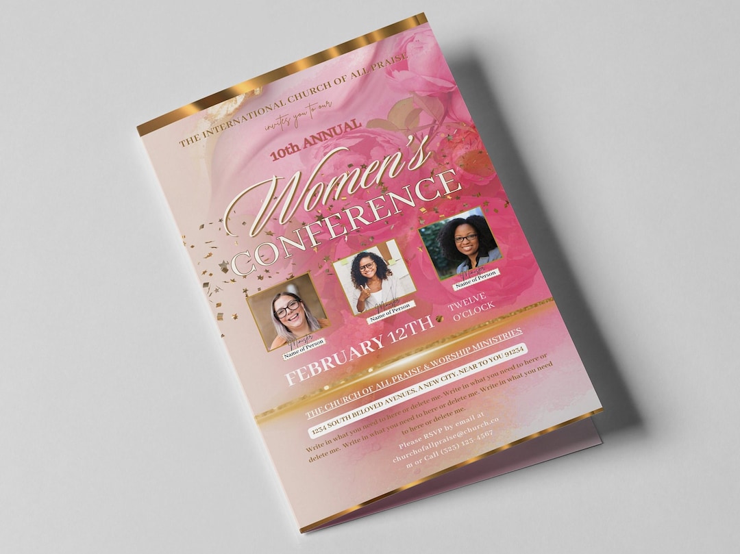 Womens Canva Church Conference Program | Editable Canva Template ...