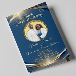 Navy Blue and Gold Pastoral Anniversary Program - Etsy
