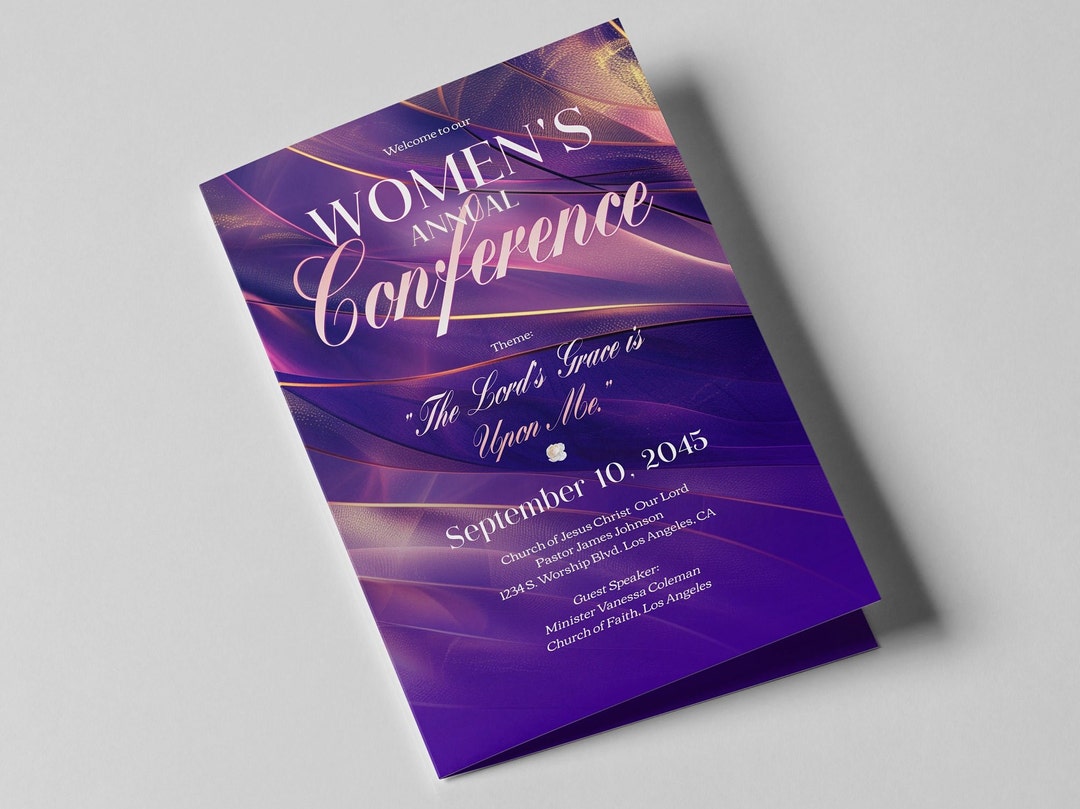 Gracious Purple Women's Conference Program Template (11x8.5, Editable ...