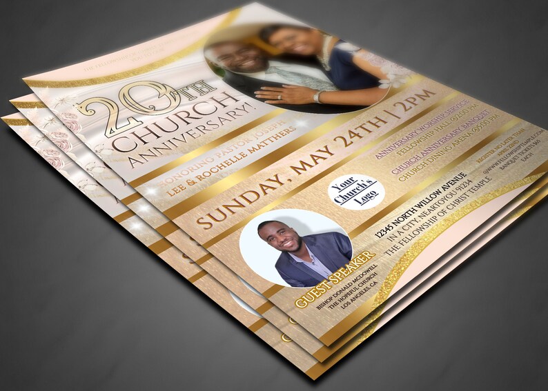 Elegant Church Anniversary Program Template | Peach, Gold (digital ...