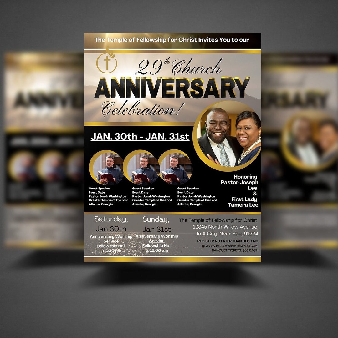 CANVA Church Anniversary Flyer Single US Letter Template | Editable DIY ...