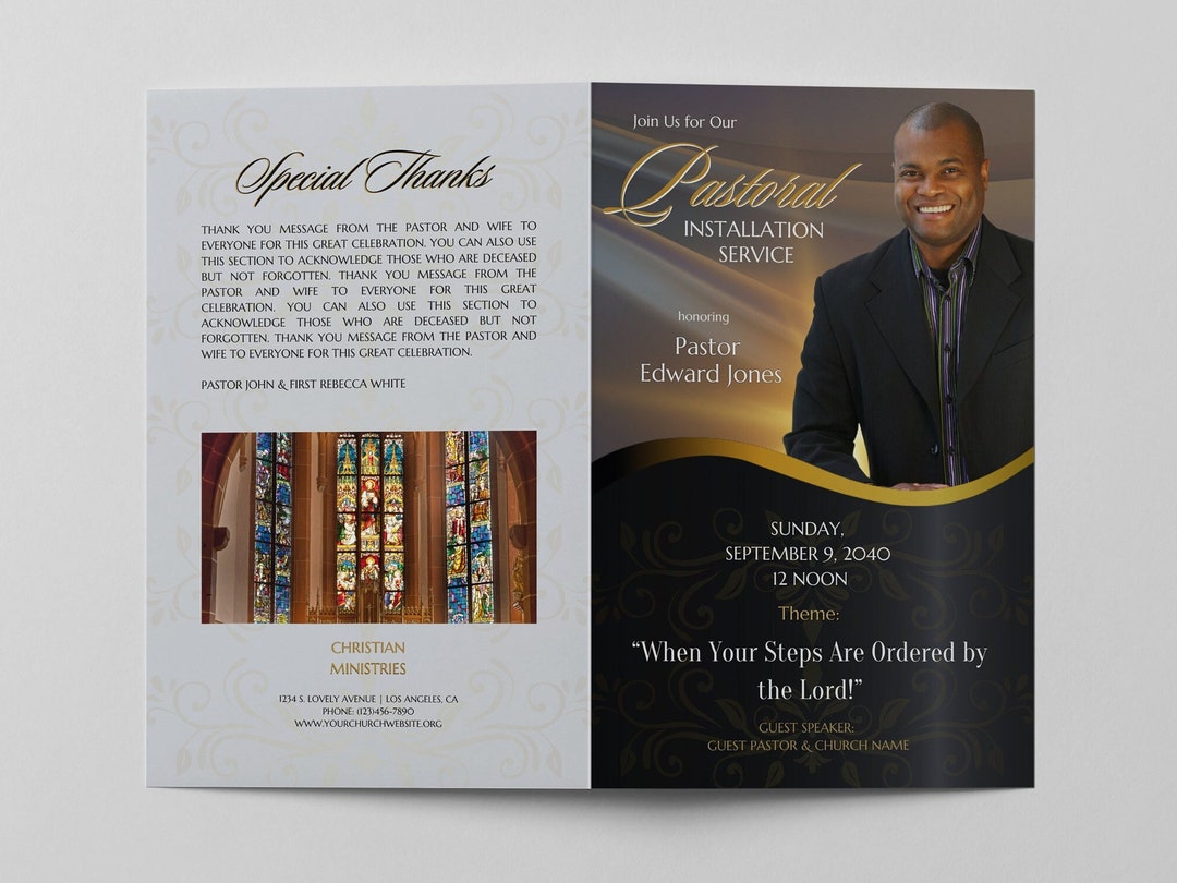 CANVA Pastoral Installation Service Brochure | Black & Gold Service ...