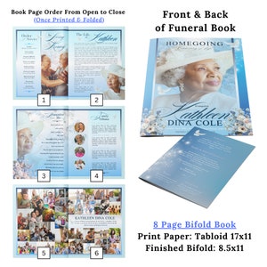 Blue Floral Obituary Template | Essence of Life Funeral Program (canva ...