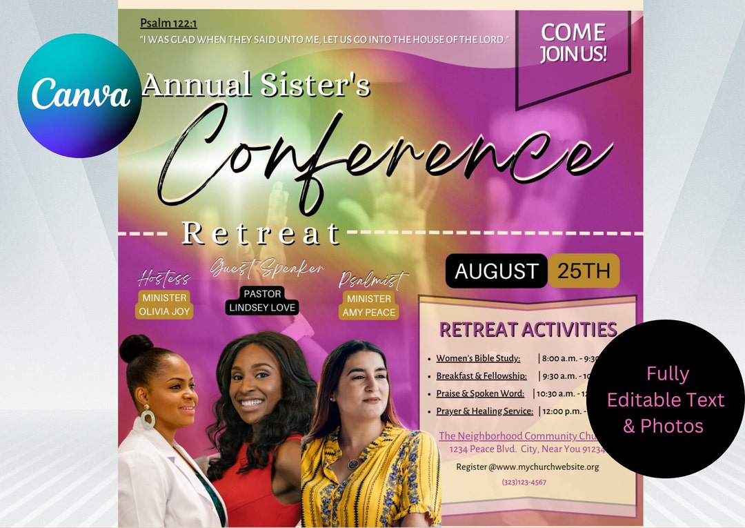 CANVA Women's Church Retreat Flyer Editable Canva Template Size ...