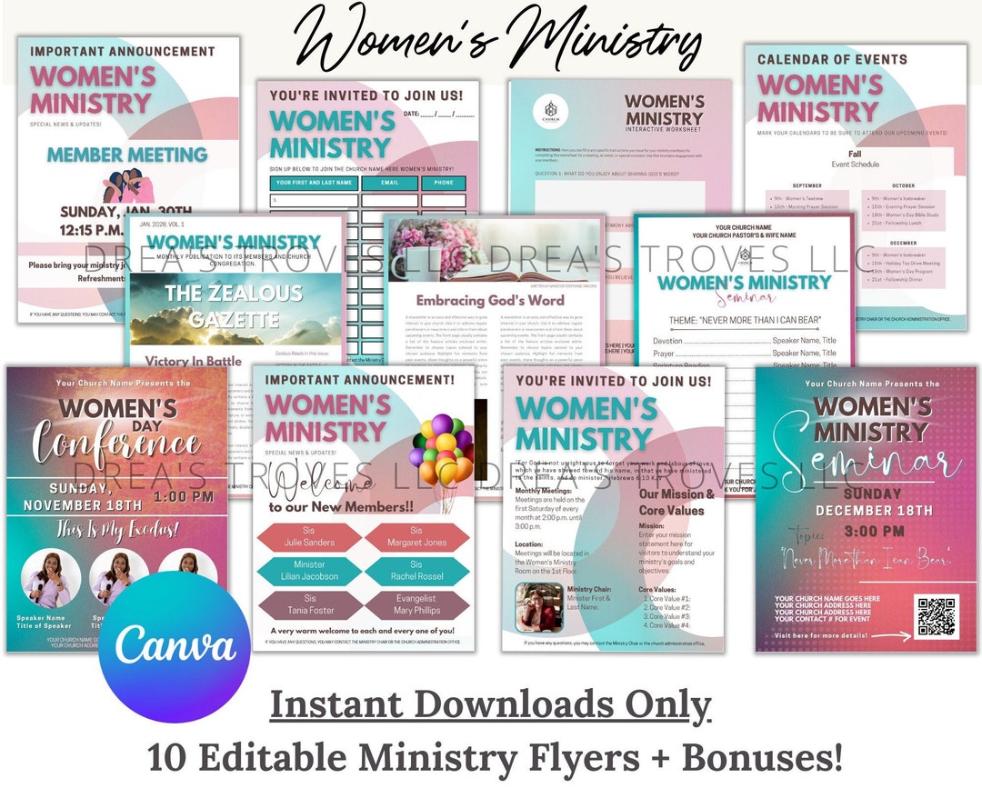 Women's Ministry Flyer Template Pack | Canva Editable (8.5 X 11 ...