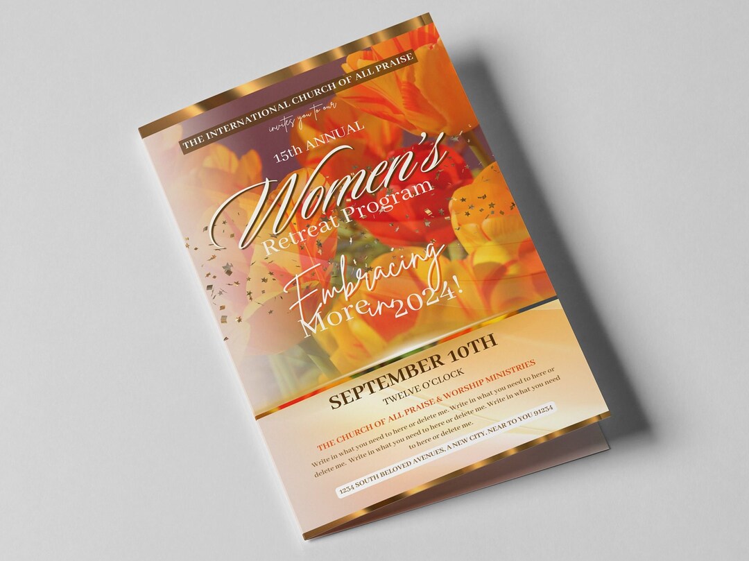 CANVA Women's Church Conference Program Canva Template Morning Glory - Etsy