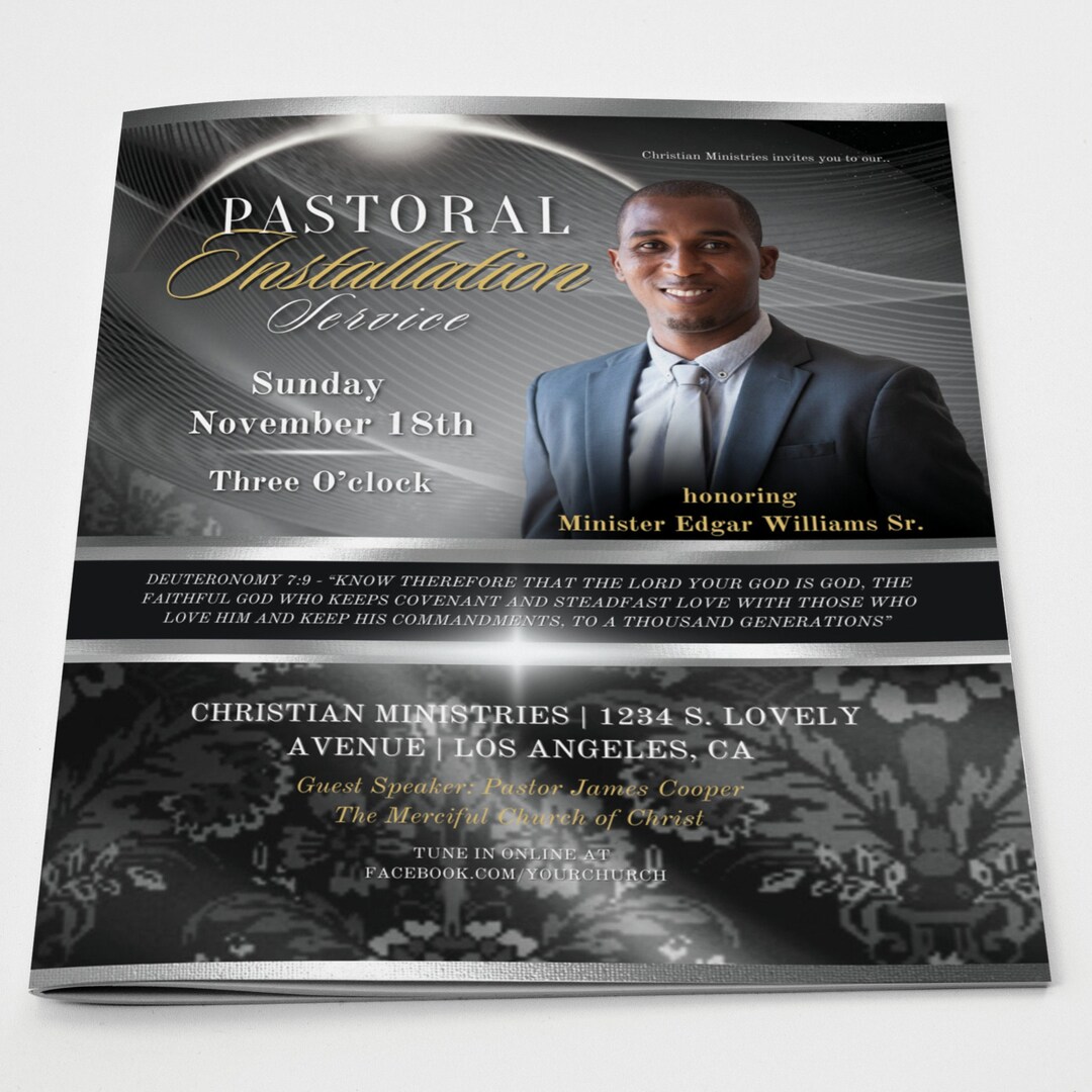CANVA Pastor Appreciation Program Gray Silver | Pastoral Installation ...