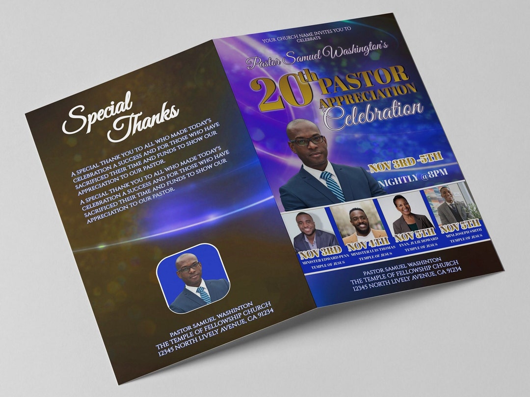 CORJL Pastor Appreciation Program | Editable Template in Corjl | Design ...