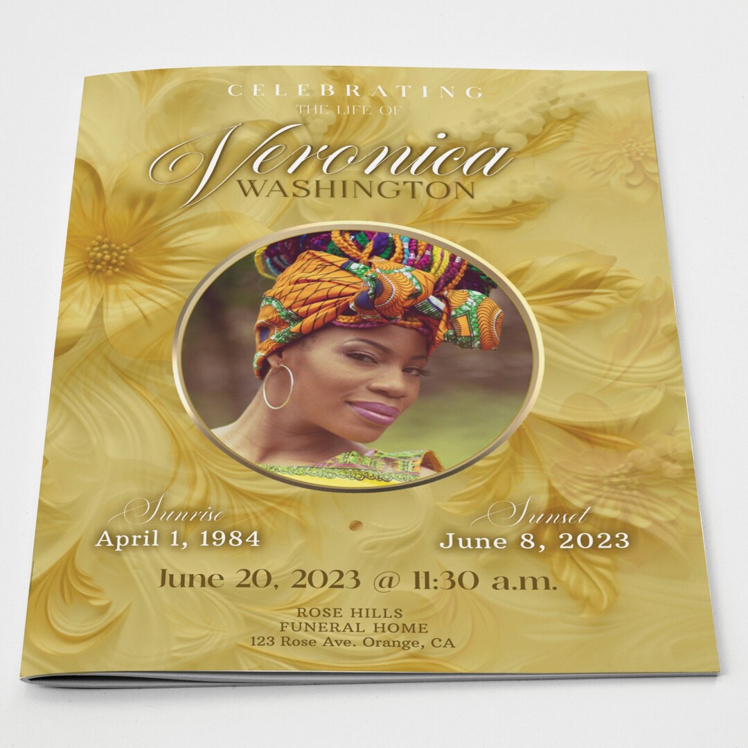 Floral Obituary Template Editable in Corjl Size: 17x11 Fold to 8.5x11 ...