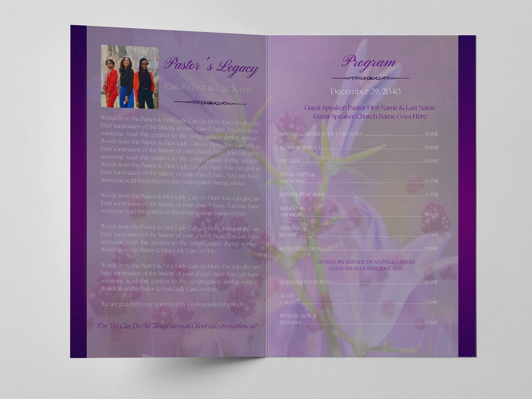 Womens Ministry Program | Editable Canva Template | Gloriously Purple ...