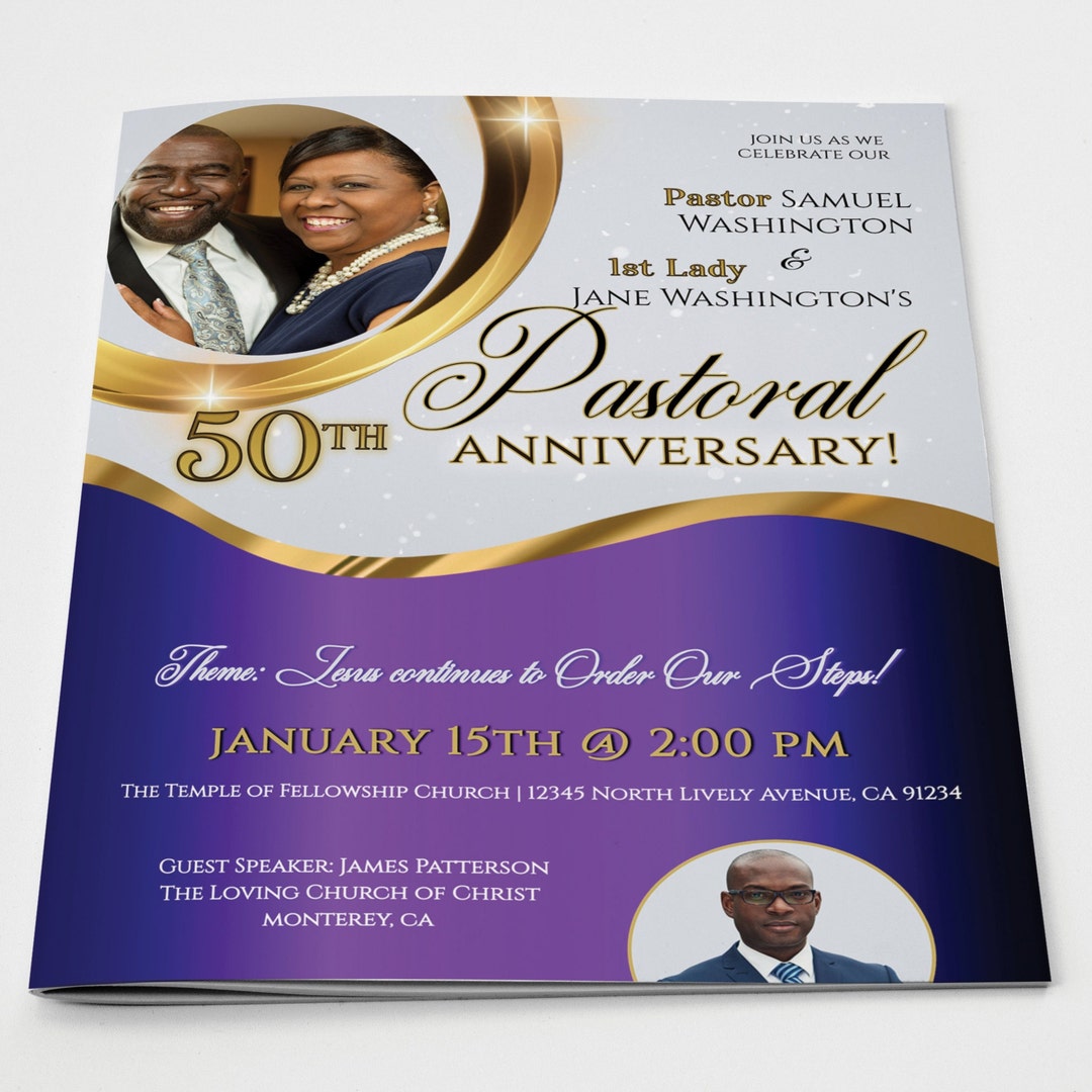 CORJL Pastor Appreciation / Church Anniversary Editable Template - Gold ...