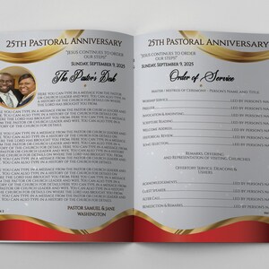 Church Anniversary Program Template – Red, Gold, and Silver (digital ...