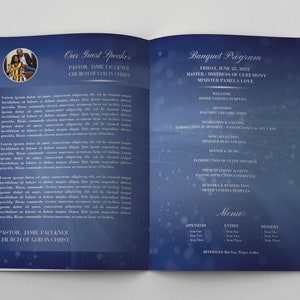 Canva Church Anniversary Program | Canva Template | Great Blue & Silver ...