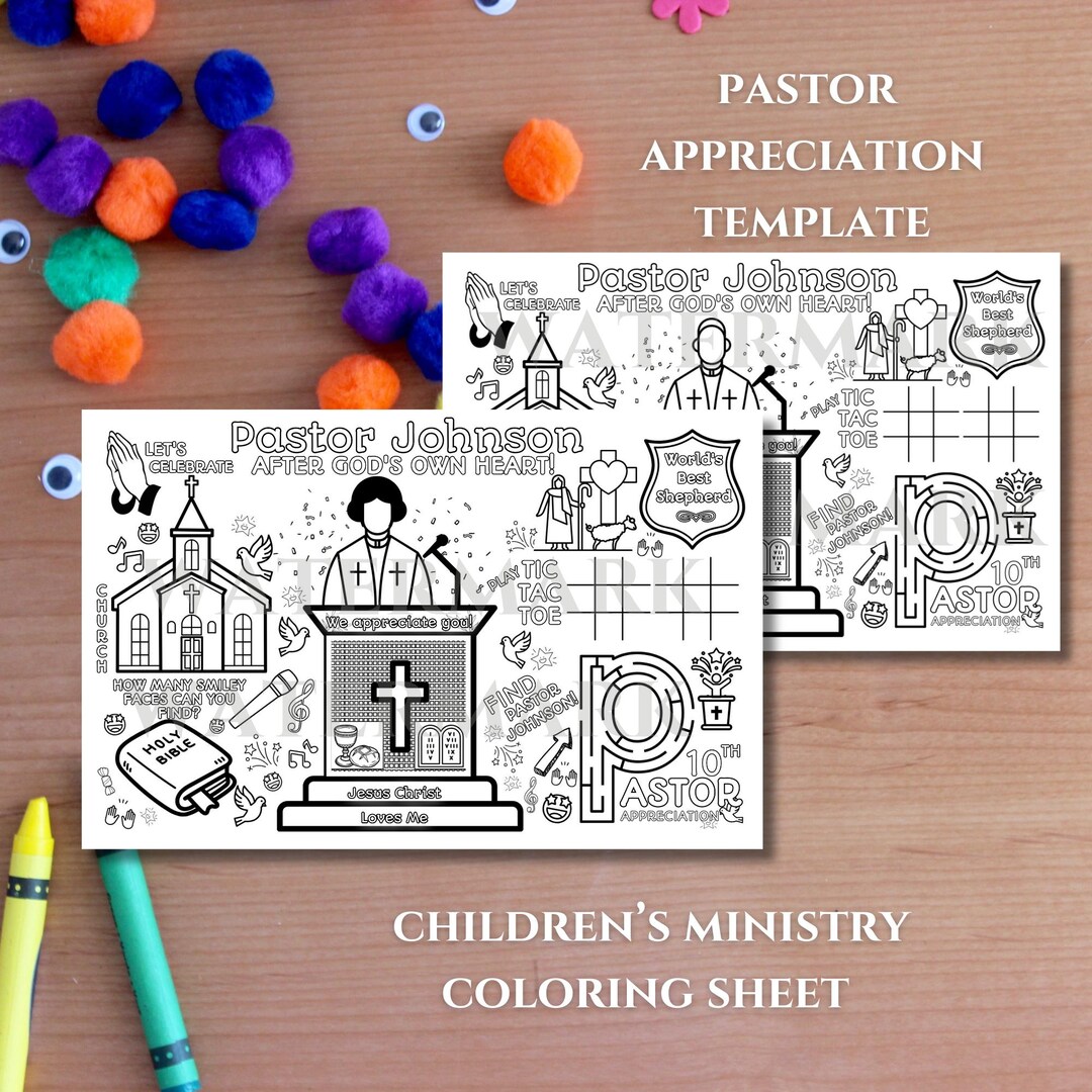 Pastor Anniversary Childrens Ministry | Coloring Worksheet Placemat ...
