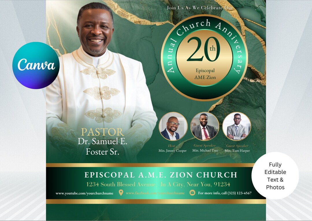 Church Anniversary Invitation or Pastor Appreciation Flyer | Editable ...