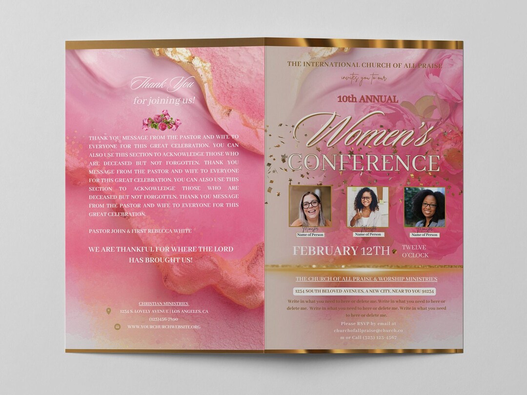 CANVA Womens Church Conference Program | Editable Canva Template ...