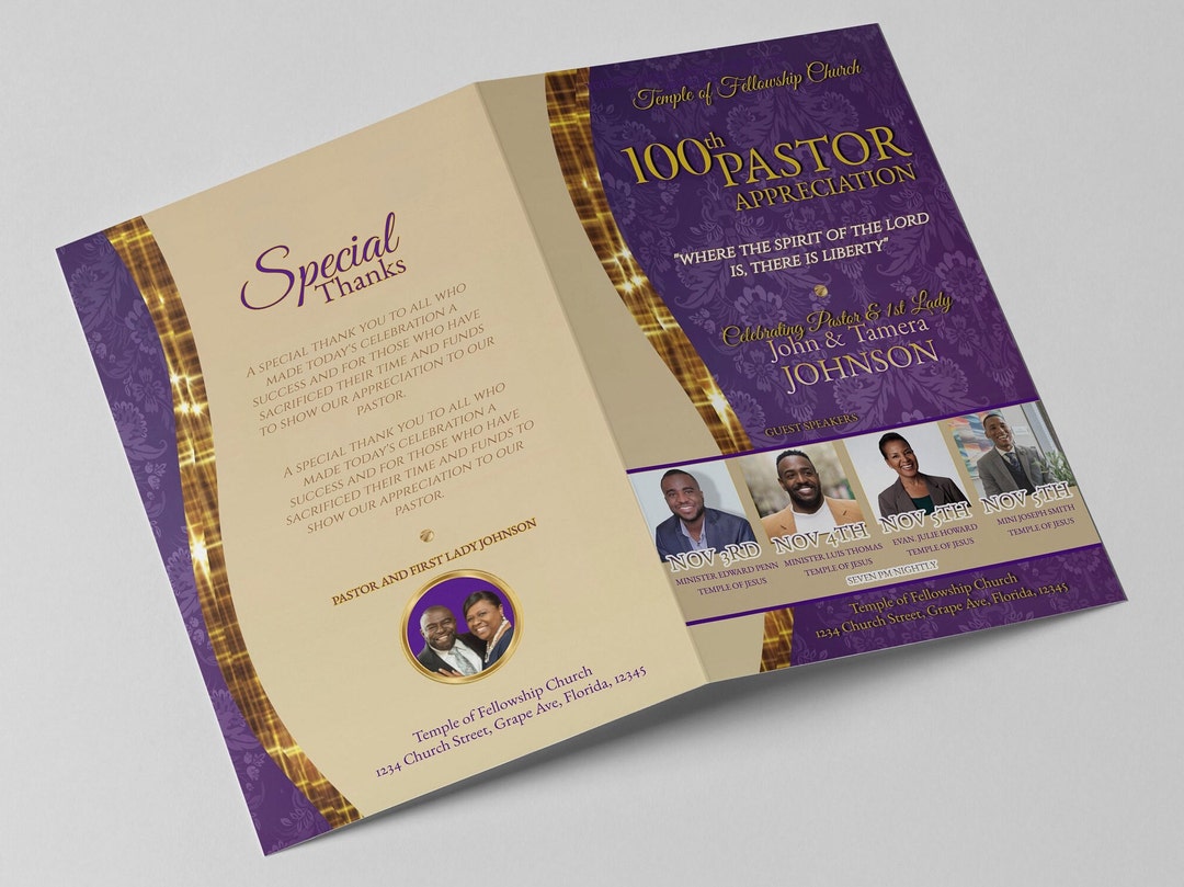 CORJL Editable Church Service Program | Church Anniversary Template ...