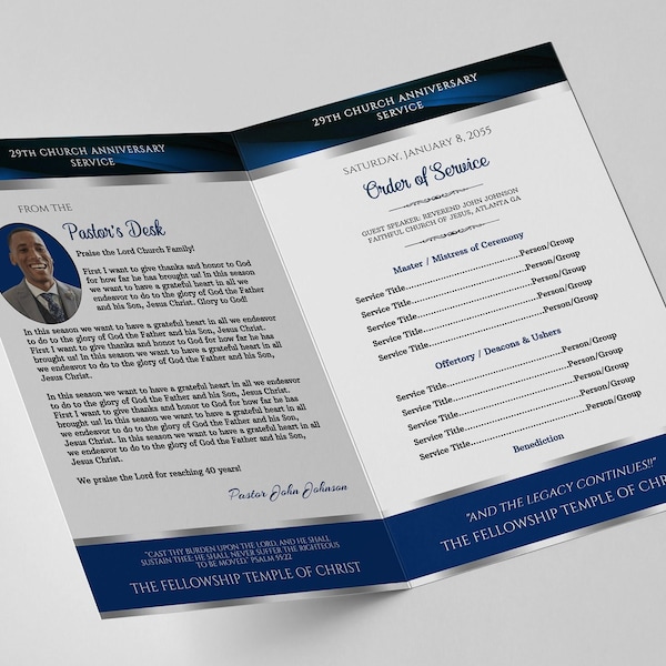 Pastor Anniversary Program Template - Etsy