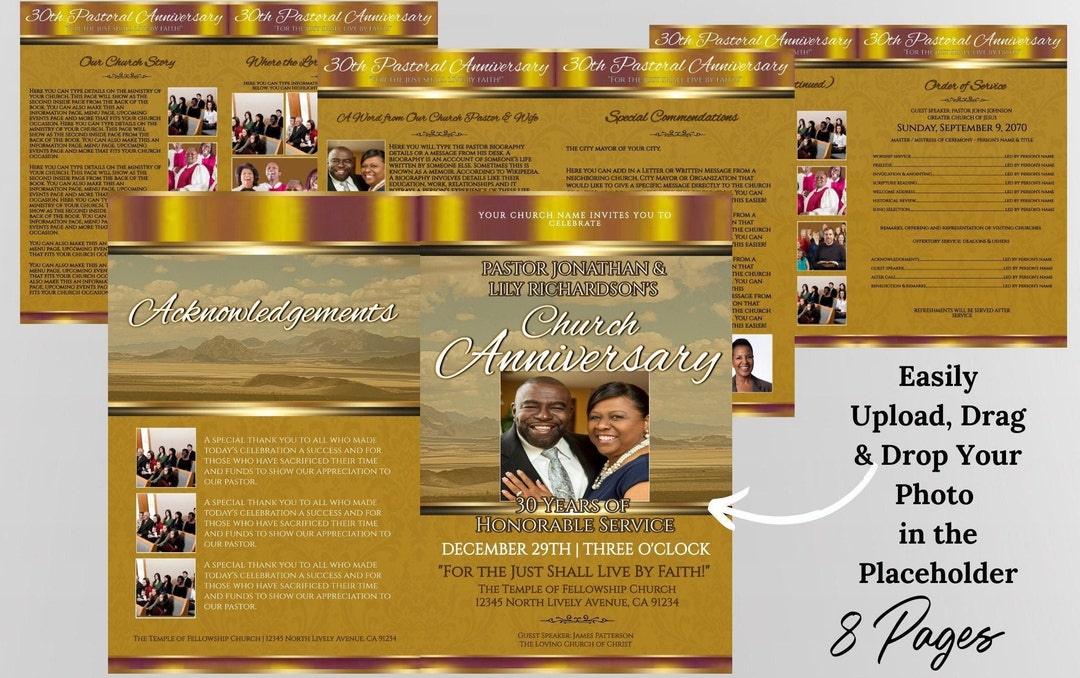 Pastor & Wife Church Anniversary Program Booklet Template - Etsy Ireland