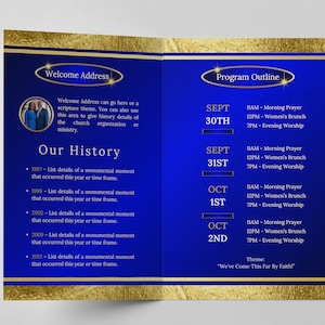 Blue Church Program Template | Canva Pastor Anniversary Program ...