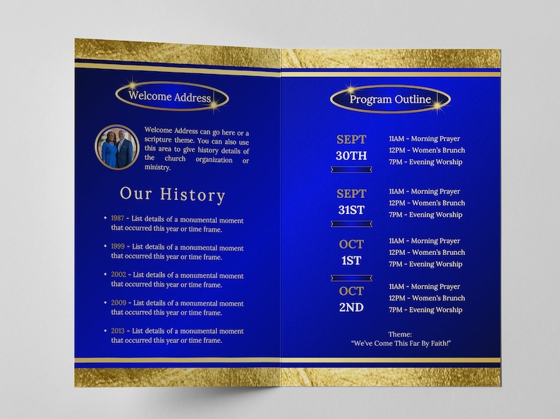 Blue Church Program Template | Canva Pastor Anniversary Program ...