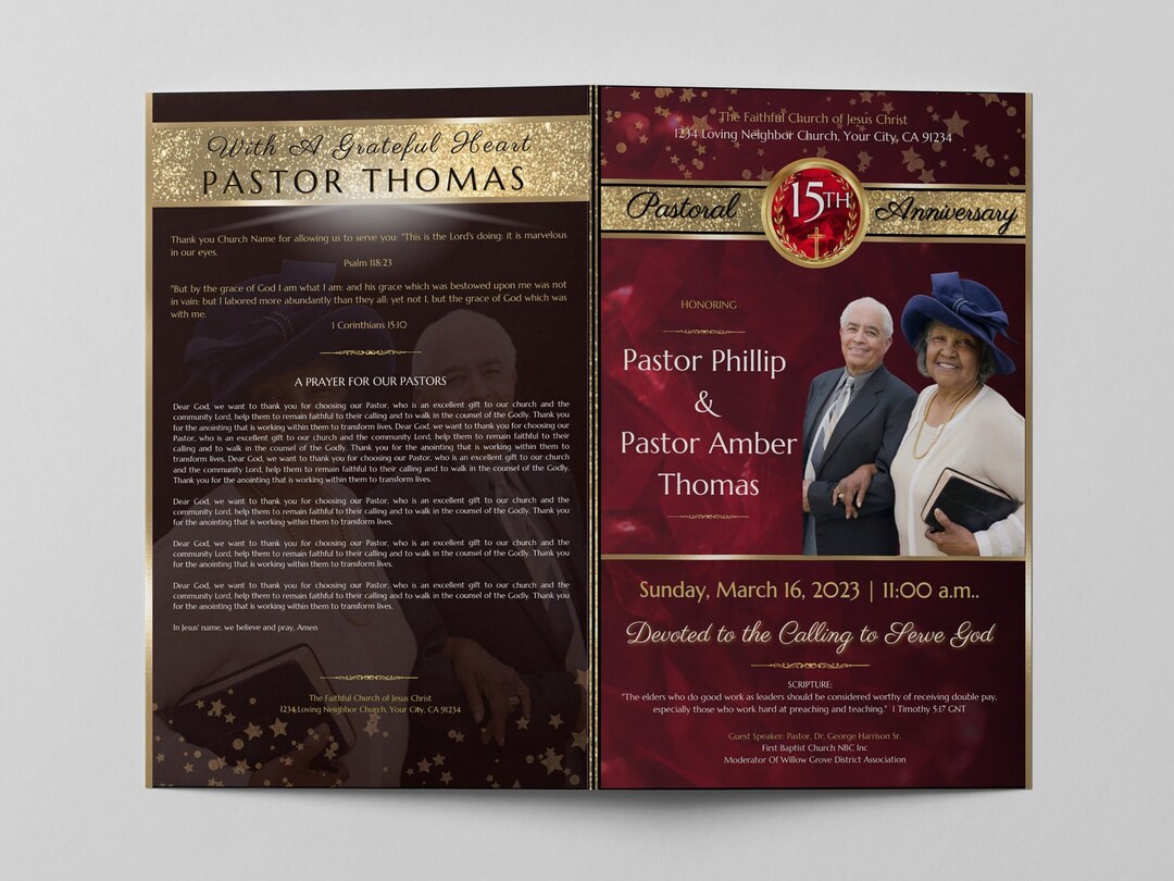 CANVA Church Anniversary Program Template Editable in Canva 2 Sizes ...