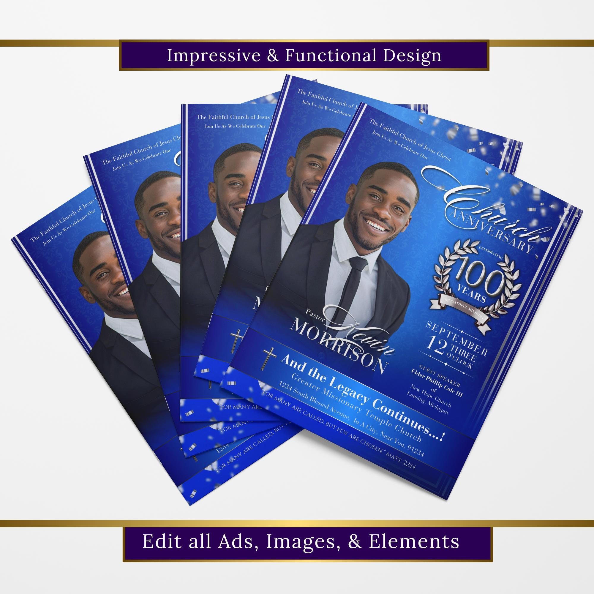 Church Anniversary Souvenir Book Template | Canva DIY (8.5x11) - Etsy