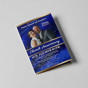 CANVA Church Anniversary Program | Bundle Set of 3+ | Blue & Gold ...
