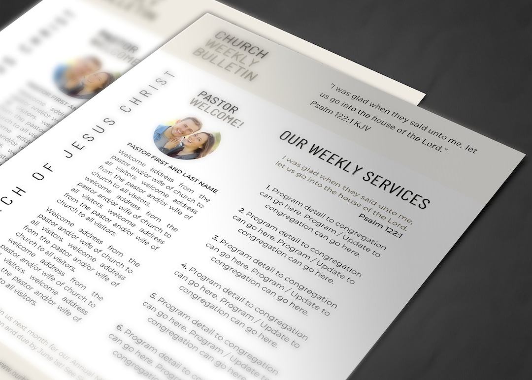 Modern Church Bulletin Template | Editable Photo, Colors (canva & Word ...