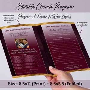 Church Anniversary Program Template Editable Within Corjl - Etsy