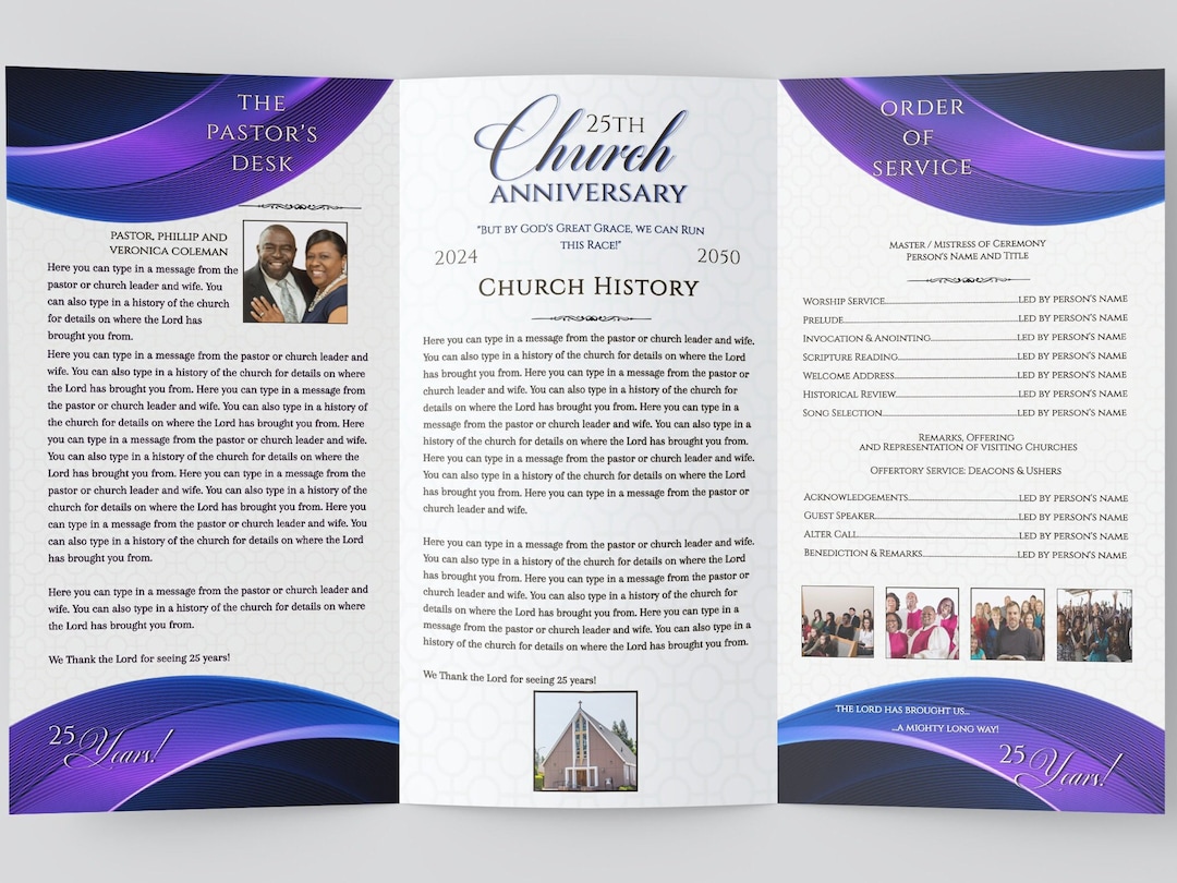 CORJL Pastor and Wife Church Anniversary Program | Editable Template in ...