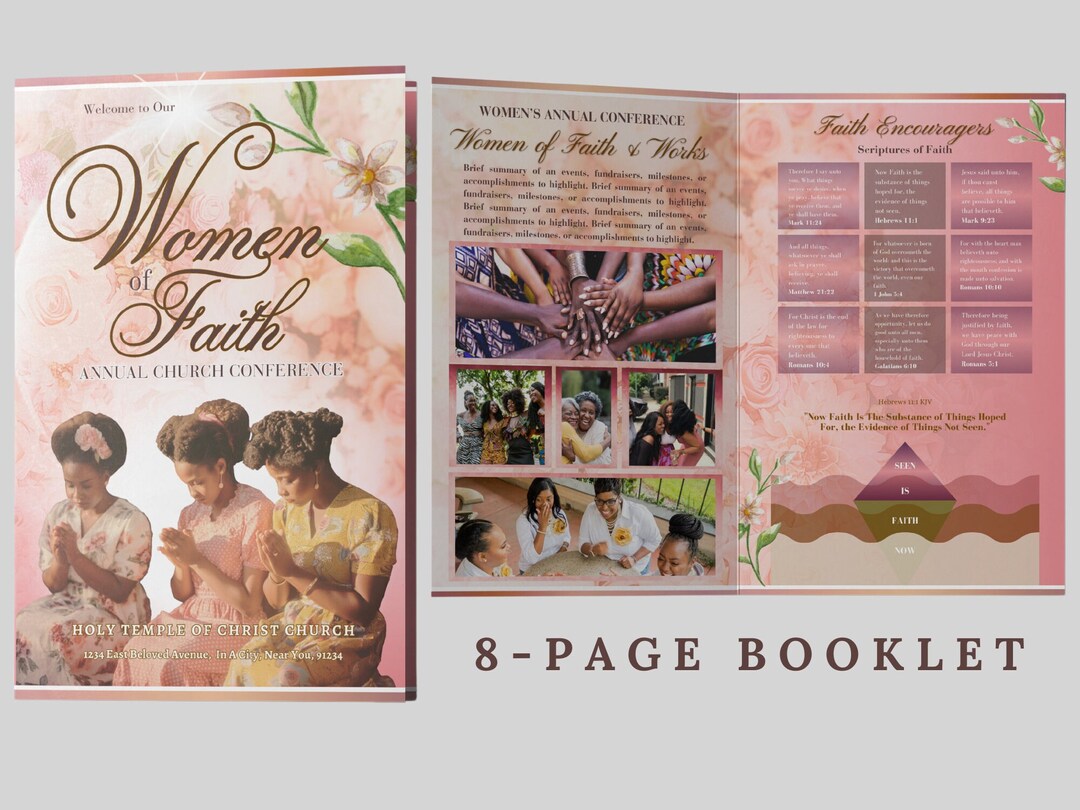 CANVA Womens Program Template | Editable Women of Faith Peach Booklet ...
