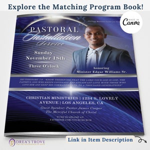 CANVA Pastoral Installation Service Flyer | Blue Silver | Pastor ...
