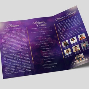 CANVA Women's Church Trifold Program Church Service Template | Womens ...