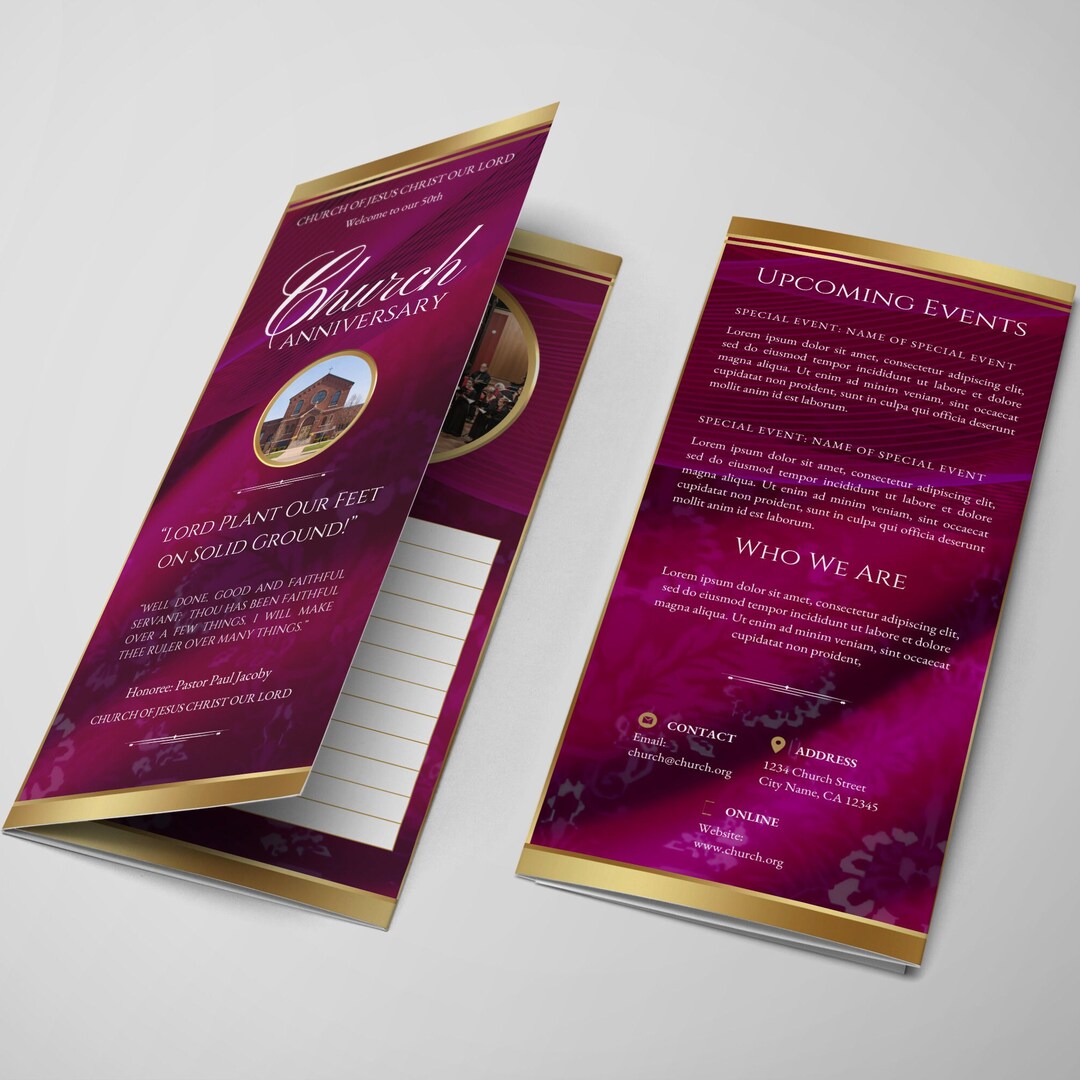 CANVA Church Service Bulletin Trifold Brochure Template Editable ...